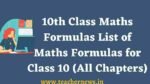 10th Class Maths Formulas 2024 List of Maths Formulas for Class 10 (All ...